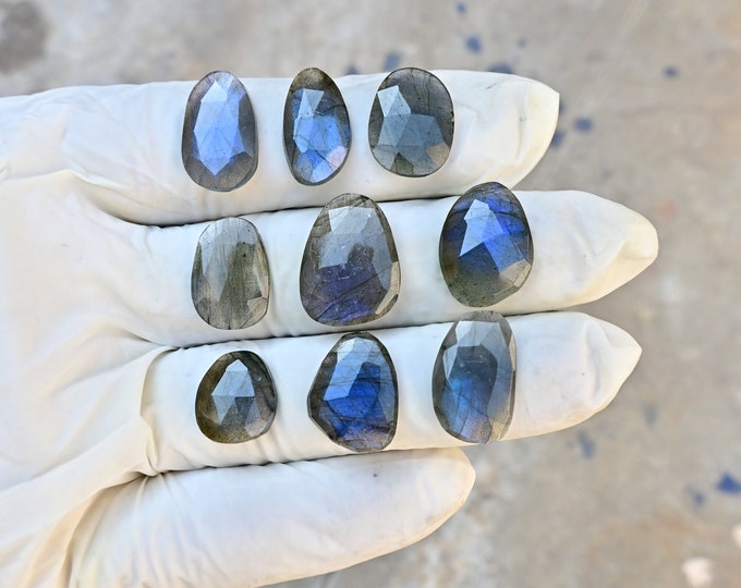 Blue Fire Labradorite Rose Cut Labradorite Slices Blue Labradorite ...