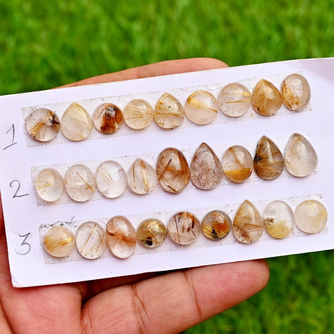 Golden Rutilated Quartz Cabochon - Yellow Rutile Quartz 4mm 6mm 8mm ...