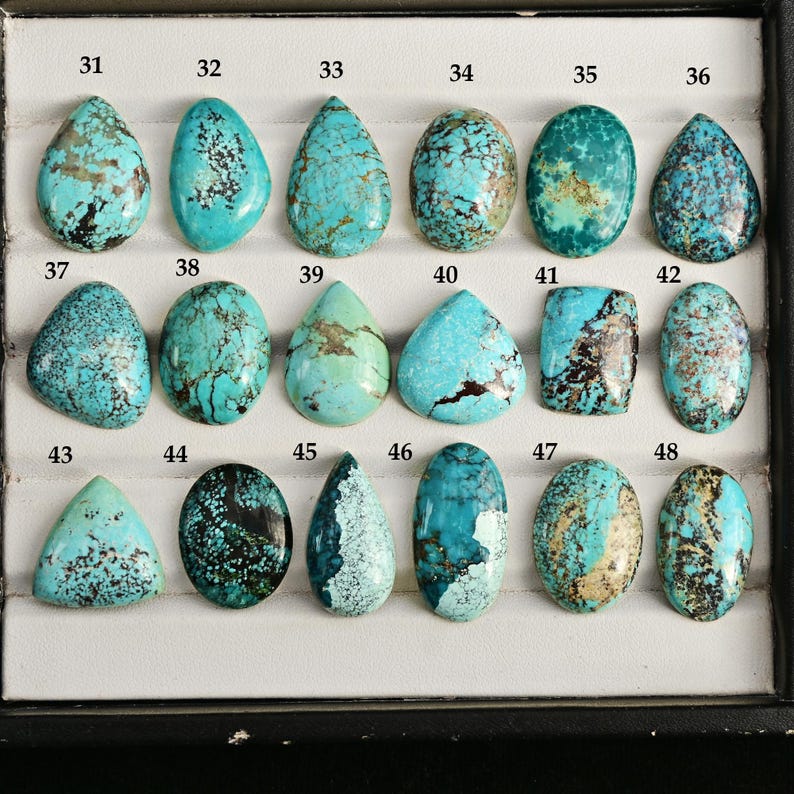 Tibetan Turquoise Cabochon: Turquoise Natural Flatback Loose Gemstones ...