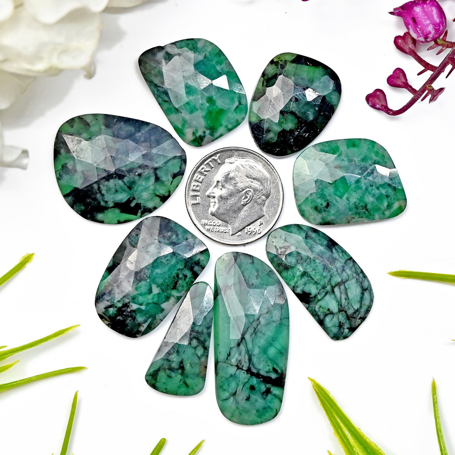 Natural Emerald Rosecut Cabochon Free Form Shape Wholesale Whole Lot Loose Gemstone for Making ...