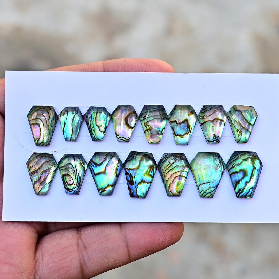 8 Pcs Natural Abalone Shell Doublet With Himalyan Crystal Quartz ...