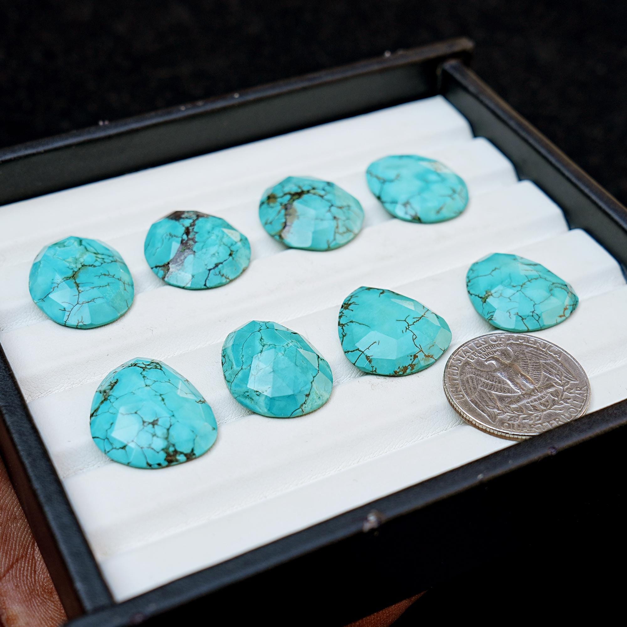 Tibetan Turquoise Cabochon Rose Cut: Natural Flatback Loose Gemstones ...