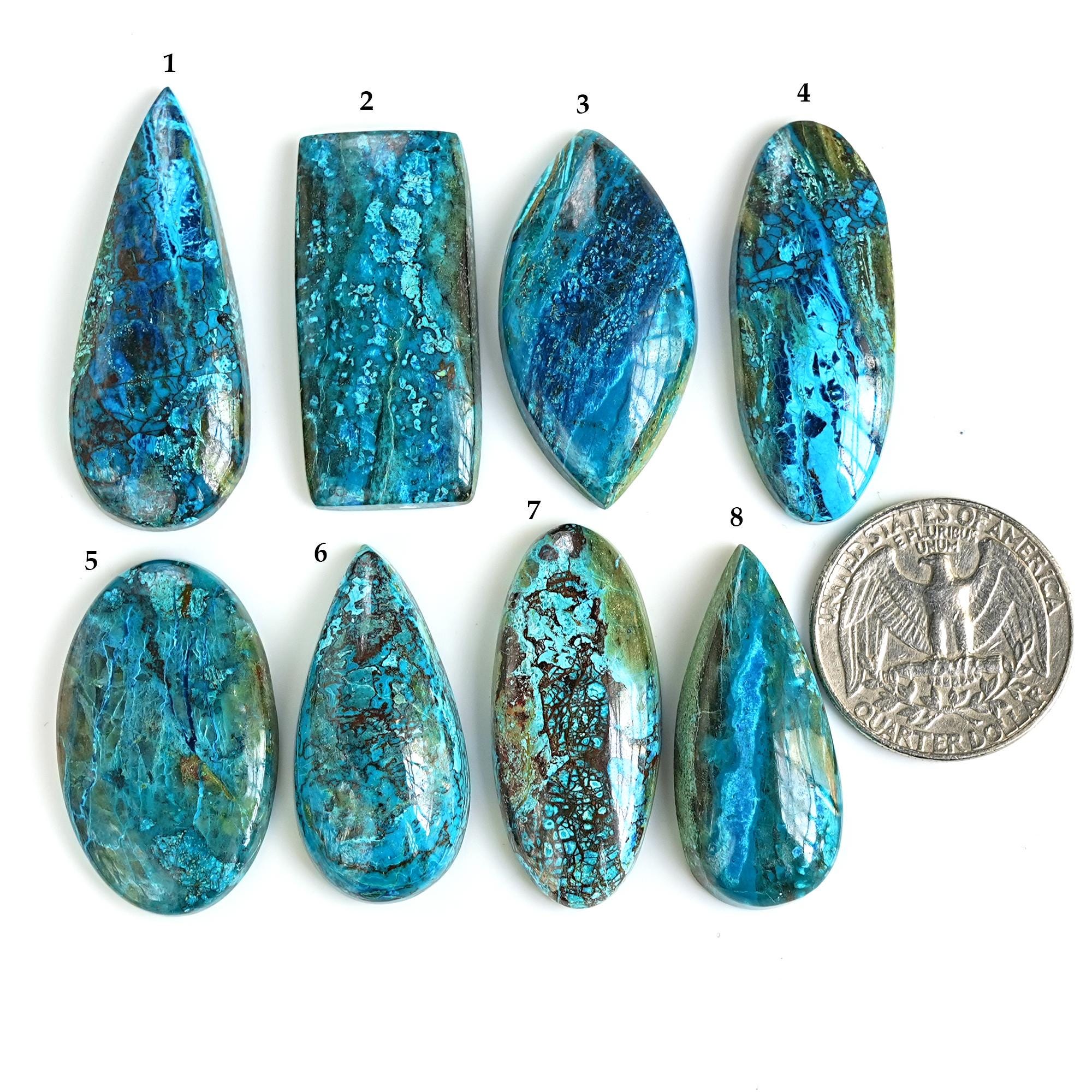 Azurite Shattuckite Cabochon Natural Flat Back Loose Gemstones for ...