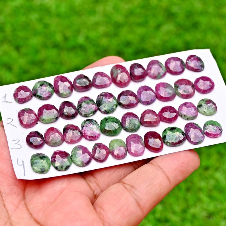 Ruby in Zoisite Cabochon Flat Back Loose Gemstones for Jewelry Making ...