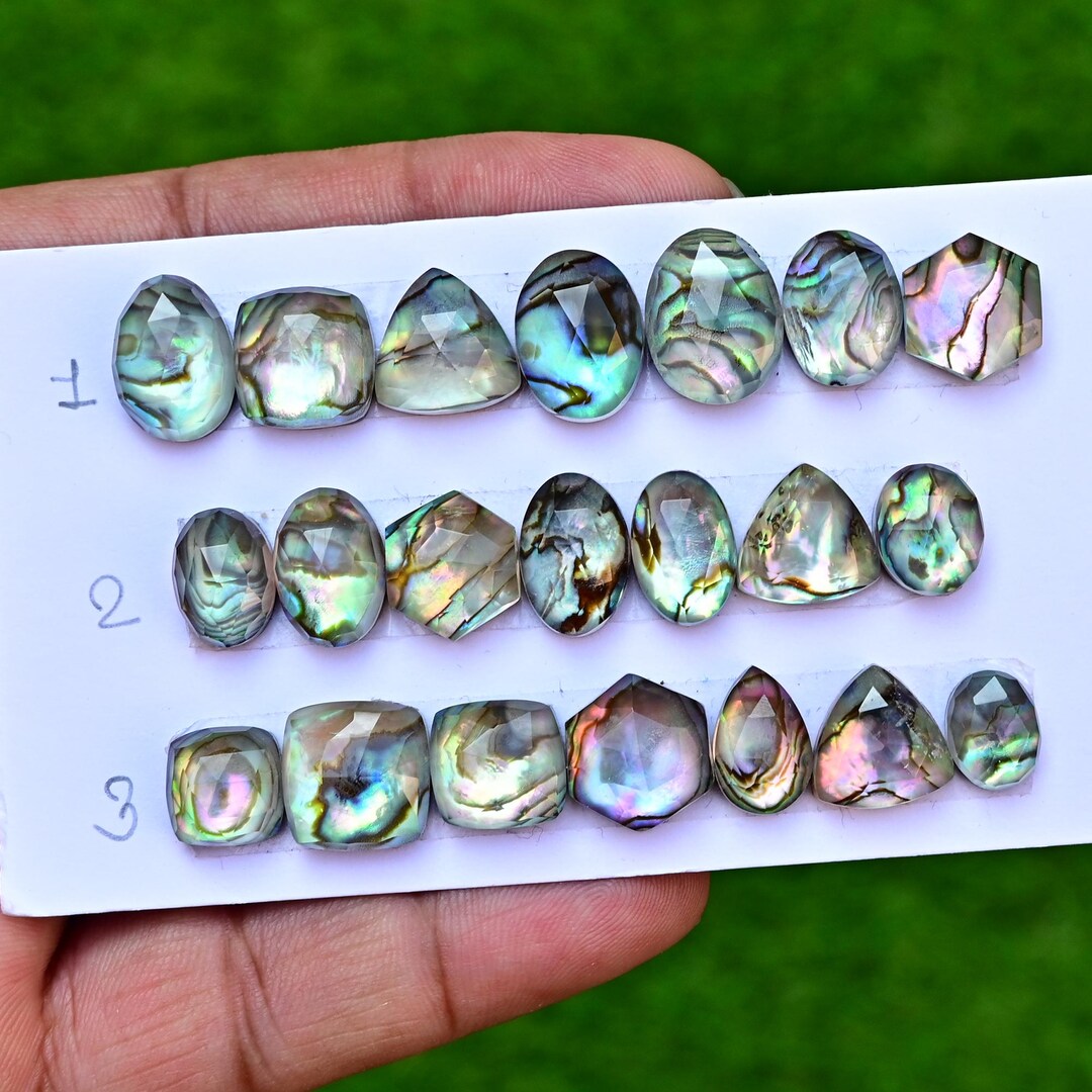Abalone Paua Shell With Clear Quartz Doublet Cabochon Flatback Loose ...