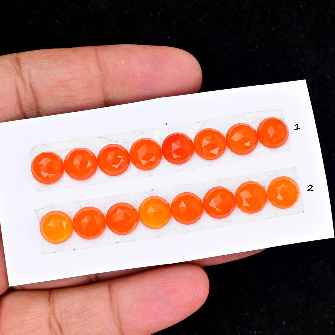 1 Strip Carnelian Rosecuts, Carnelian Faceted Cabochon, Natural ...