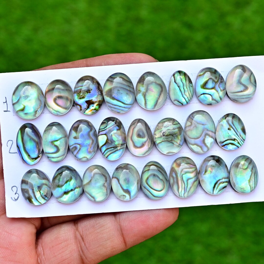 Abalone Paua Shell With Clear Quartz Doublet Cabochon - Flat Back ...