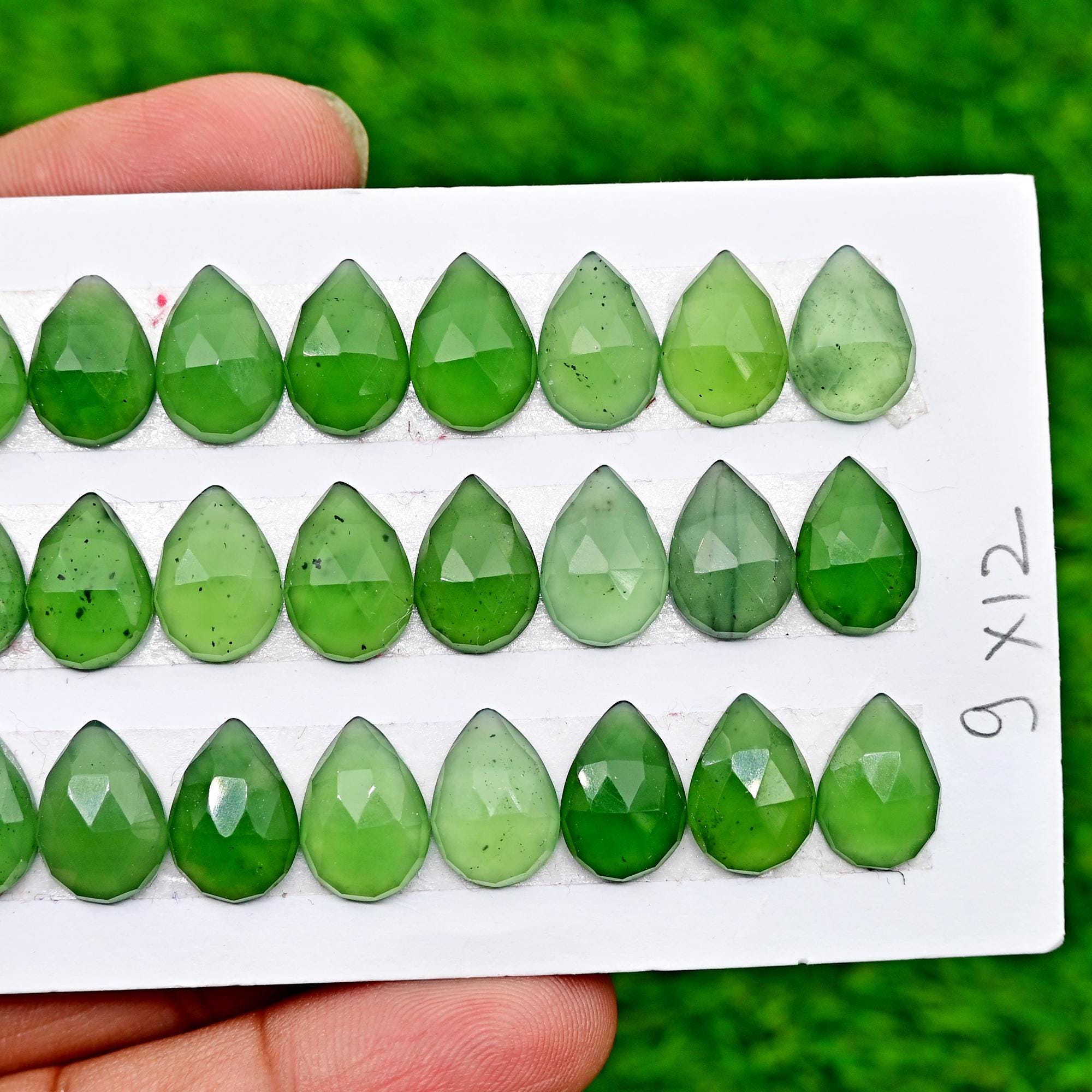 Green Serpentine Jade Cabochon: Natural Flatback Loose Gemstones for ...