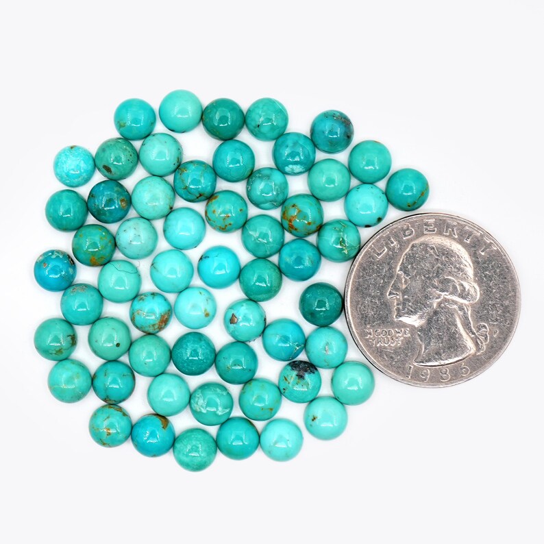 Kingman Turquoise Cabochon 3mm 4mm 5mm 6mm 8mm Round Loose Gemstones ...