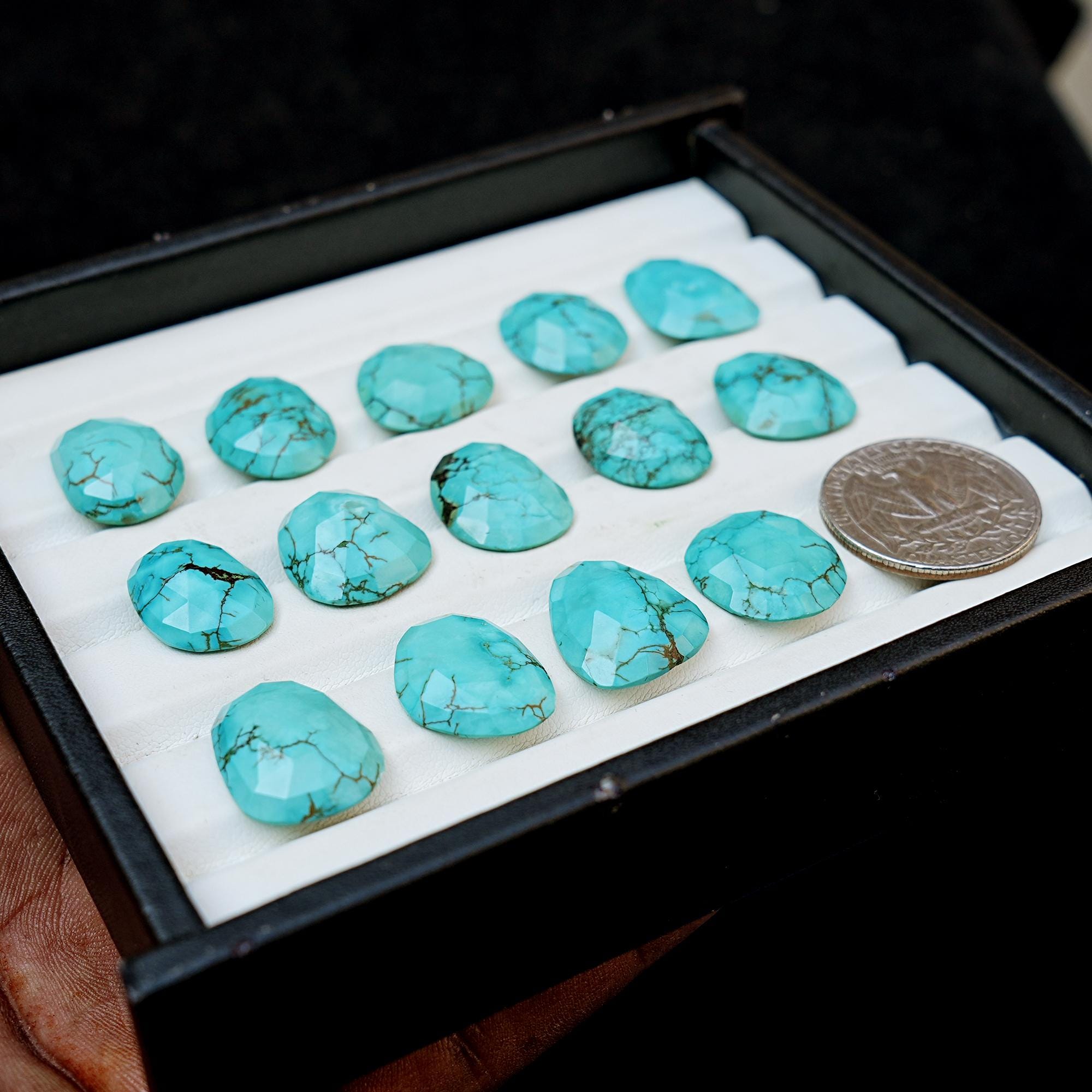 Tibetan Turquoise Cabochon Rose Cut: Natural Flatback Loose Gemstones ...
