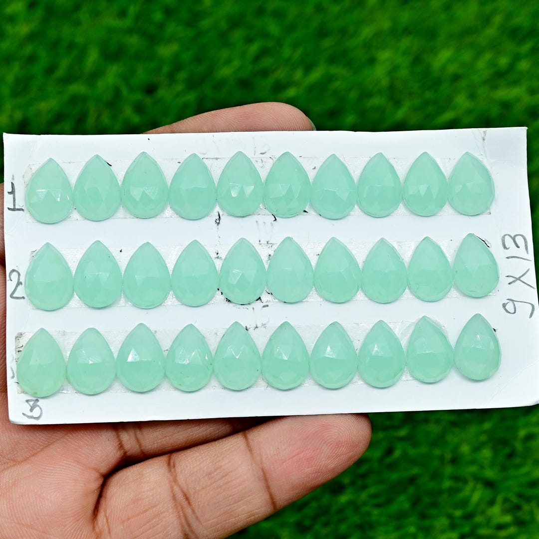 Sea Green Chalcedony Stone Rose Cut Cabochon Flat Back Loose Gemstones ...