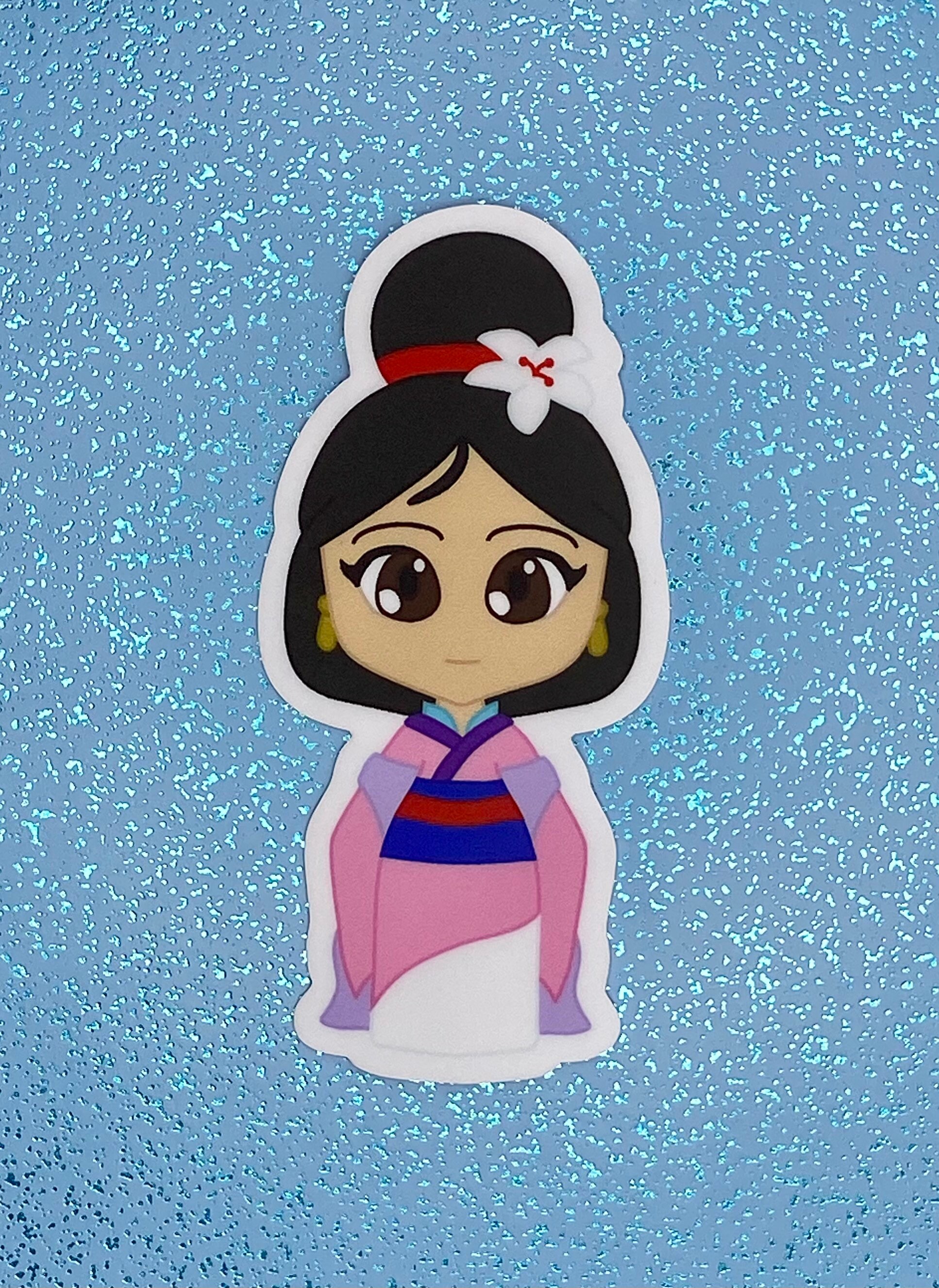 Cute Chibi Mulan Pink Dress Vinyl Sticker - Etsy