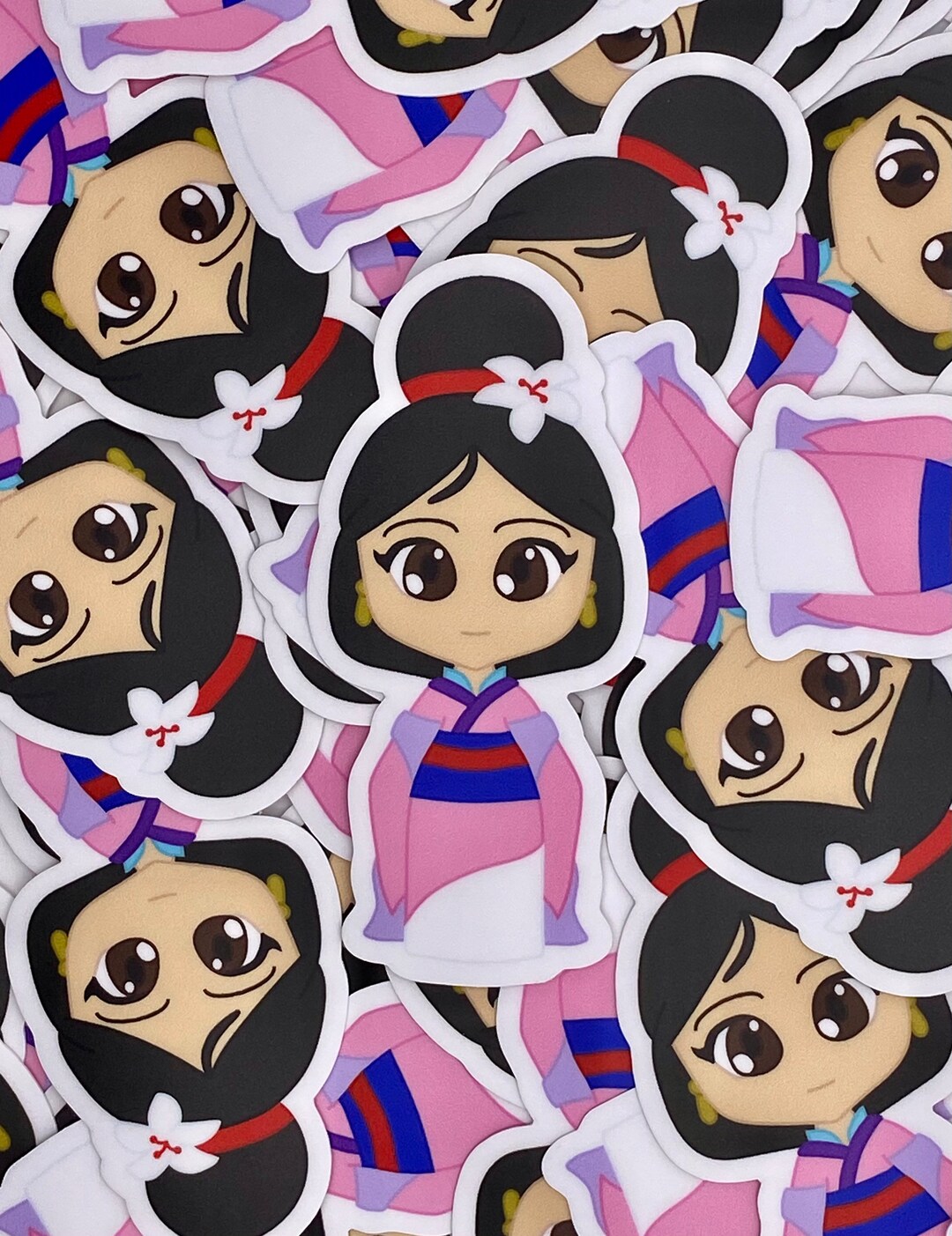 Cute Chibi Mulan Pink Dress Vinyl Sticker - Etsy