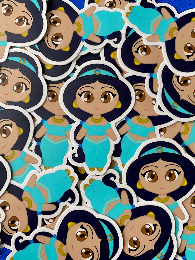 Cute Chibi Jasmine Aladdin Vinyl Sticker - Etsy