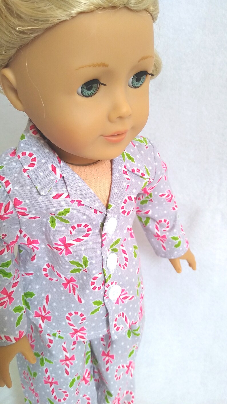Grey Candy Cane Pjs for 18in Dolls - Etsy