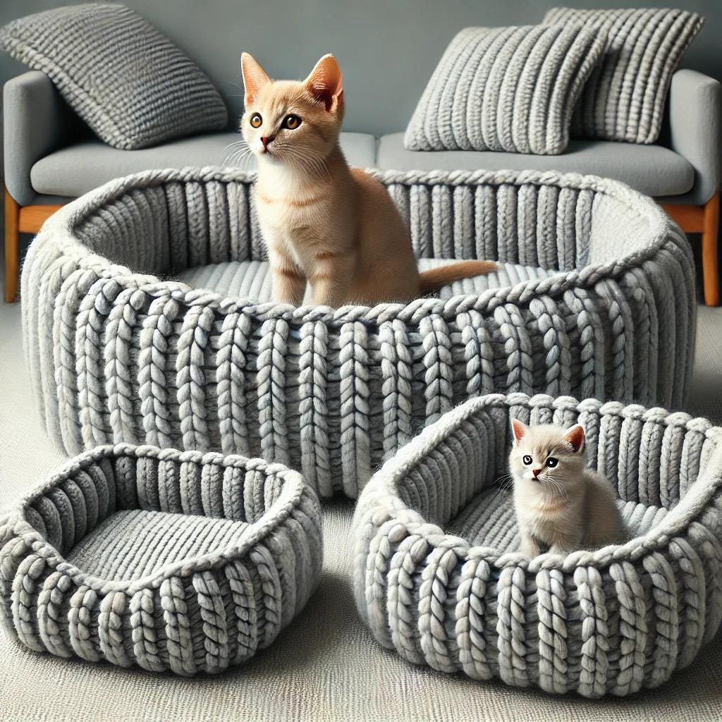 Cozy Pet Bed Knitting Pattern – DIY Ribbed, Padded Bed for Pets (small ...