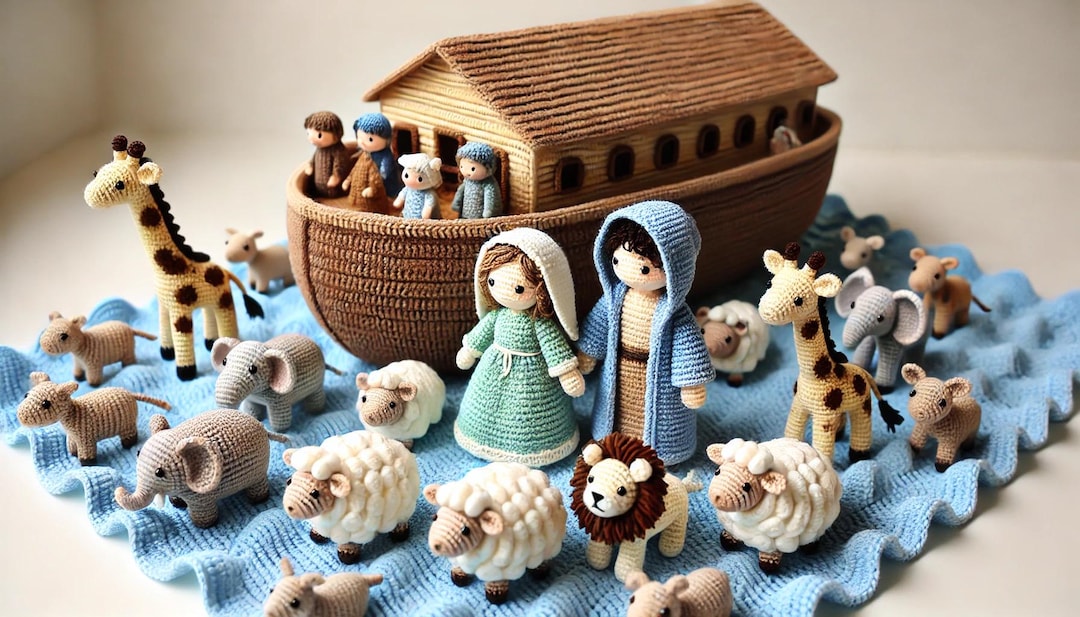 Crochet Noah’s Ark Pattern Set– Amigurumi Ark With Animals, Noah, and ...