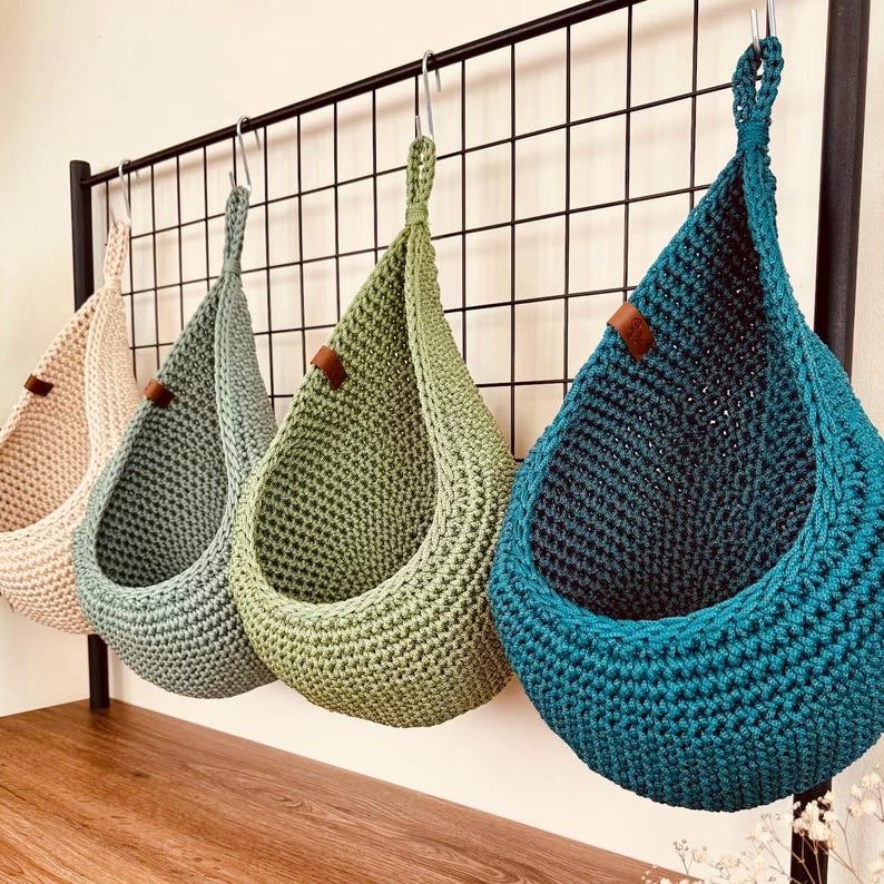 Teardrop Crochet Wall Hanging Basket Pattern - PDF Tutorial for ...