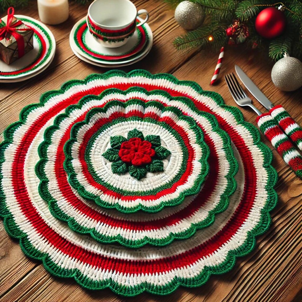 Festive Christmas Plate Place Mat Crochet Pattern - Decorative Table ...