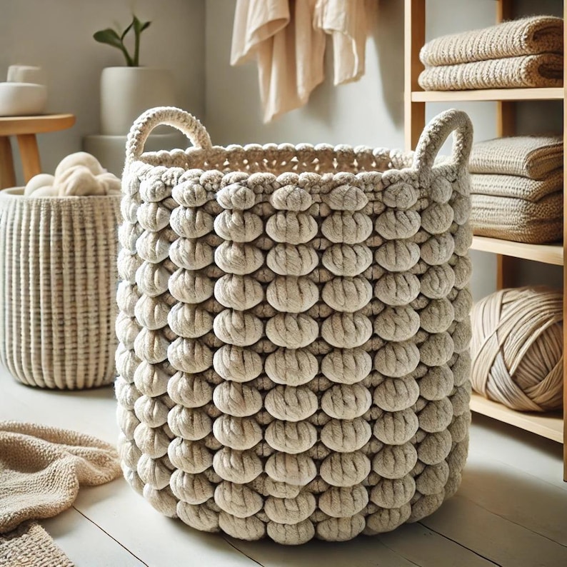 Chunky Bobble Crochet Basket Pattern - Modern Home Storage With Handles ...