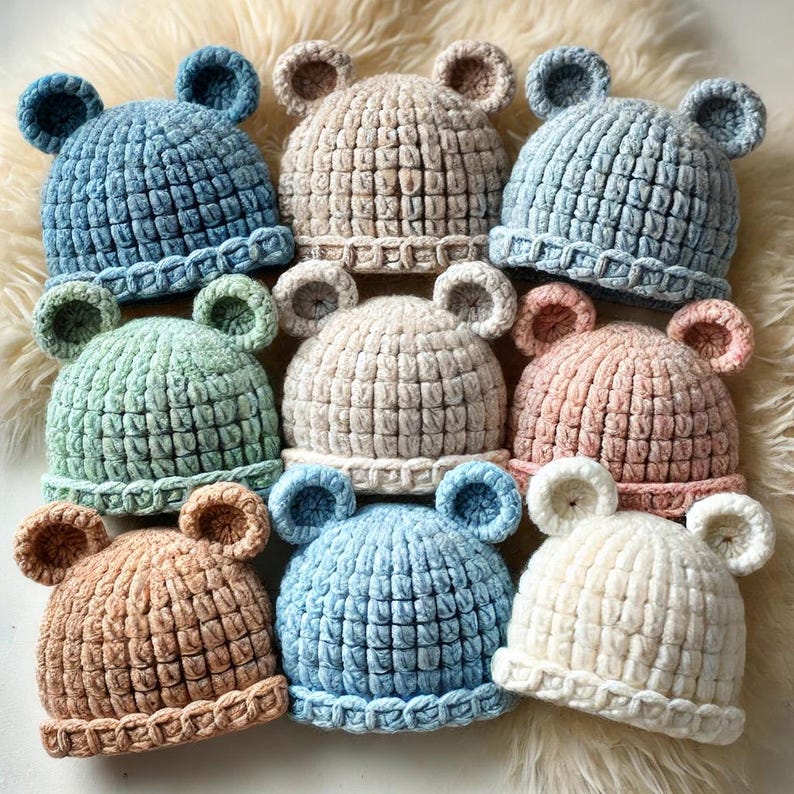 30 Minute Crochet Teddy Bear Hat Pattern – Quick & Easy Chunky Baby Beanie With Ears (PDF ...