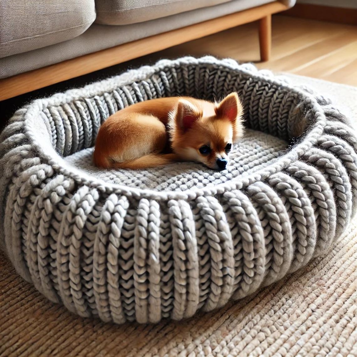 Cozy Pet Bed Knitting Pattern – DIY Ribbed, Padded Bed for Pets (small ...