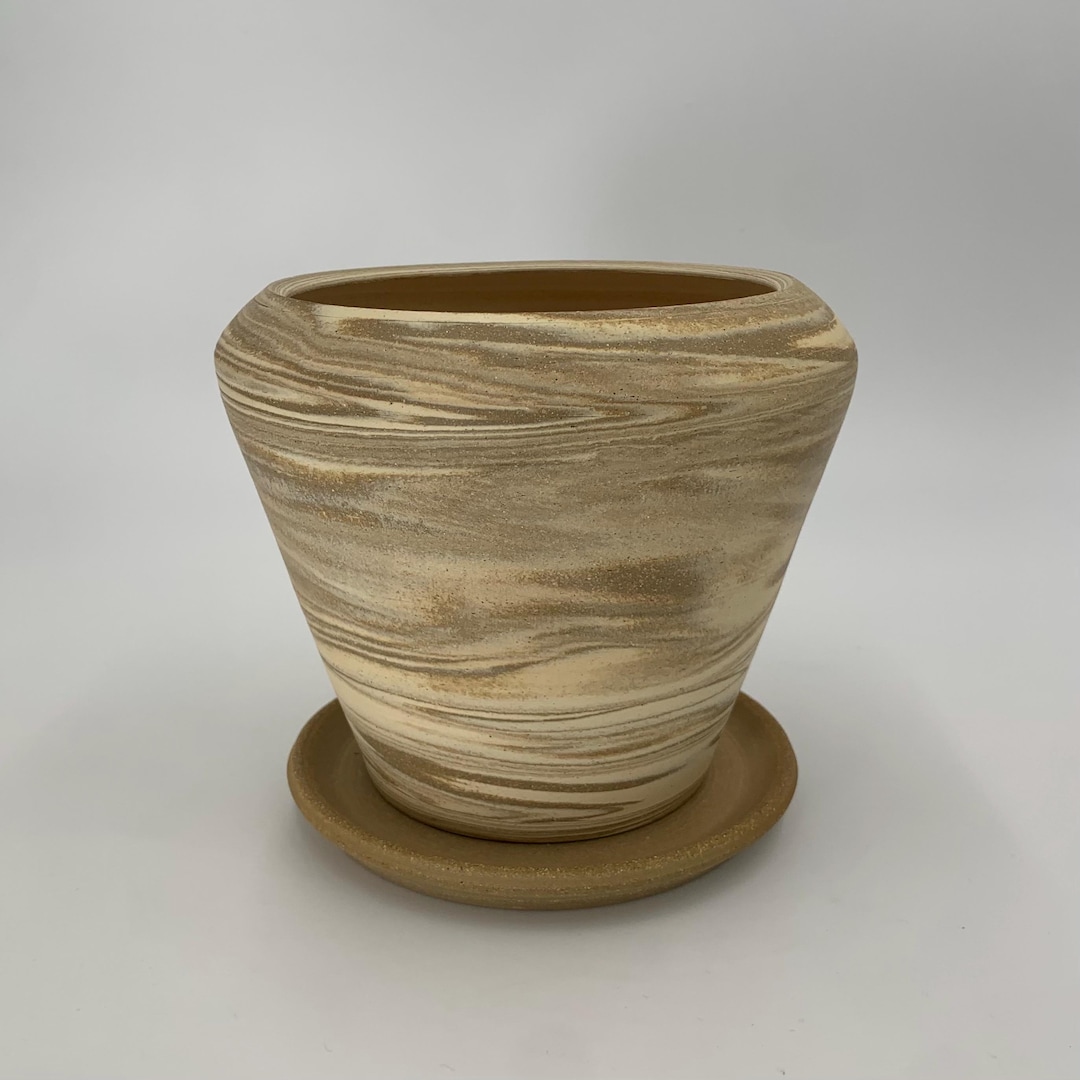 Raw Brown & White Marbled Clay Planters - Etsy