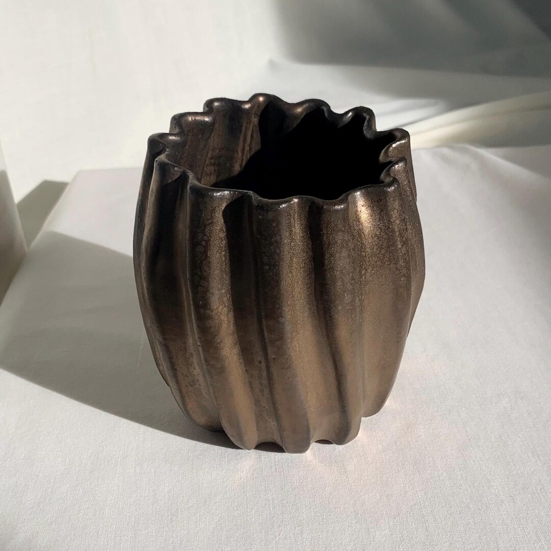 Bronze Pleated Vase - Etsy
