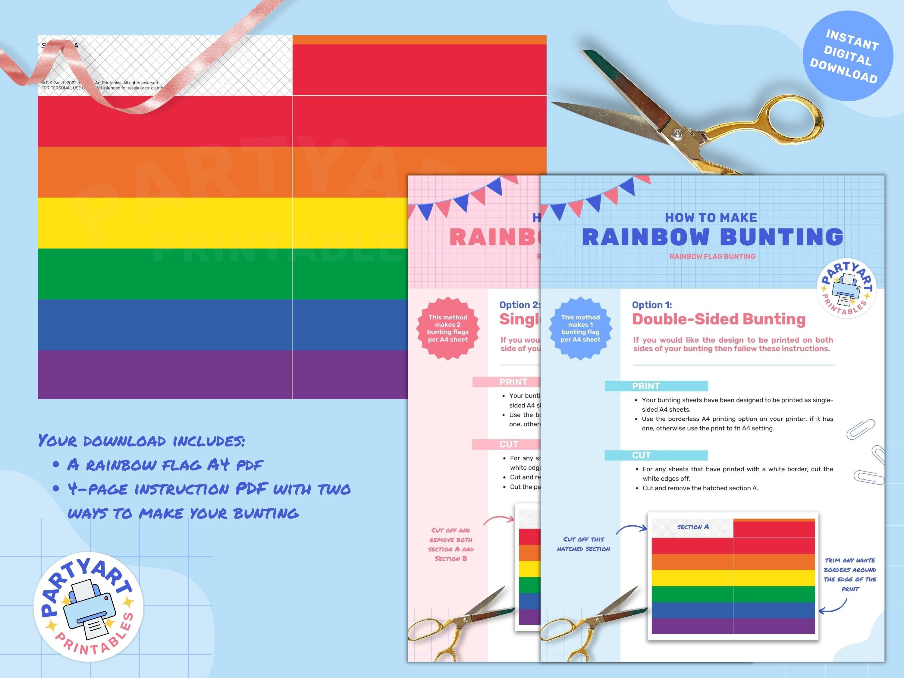 Printable Rainbow Flag Bunting - Pride Rainbow Bunting - Instant ...