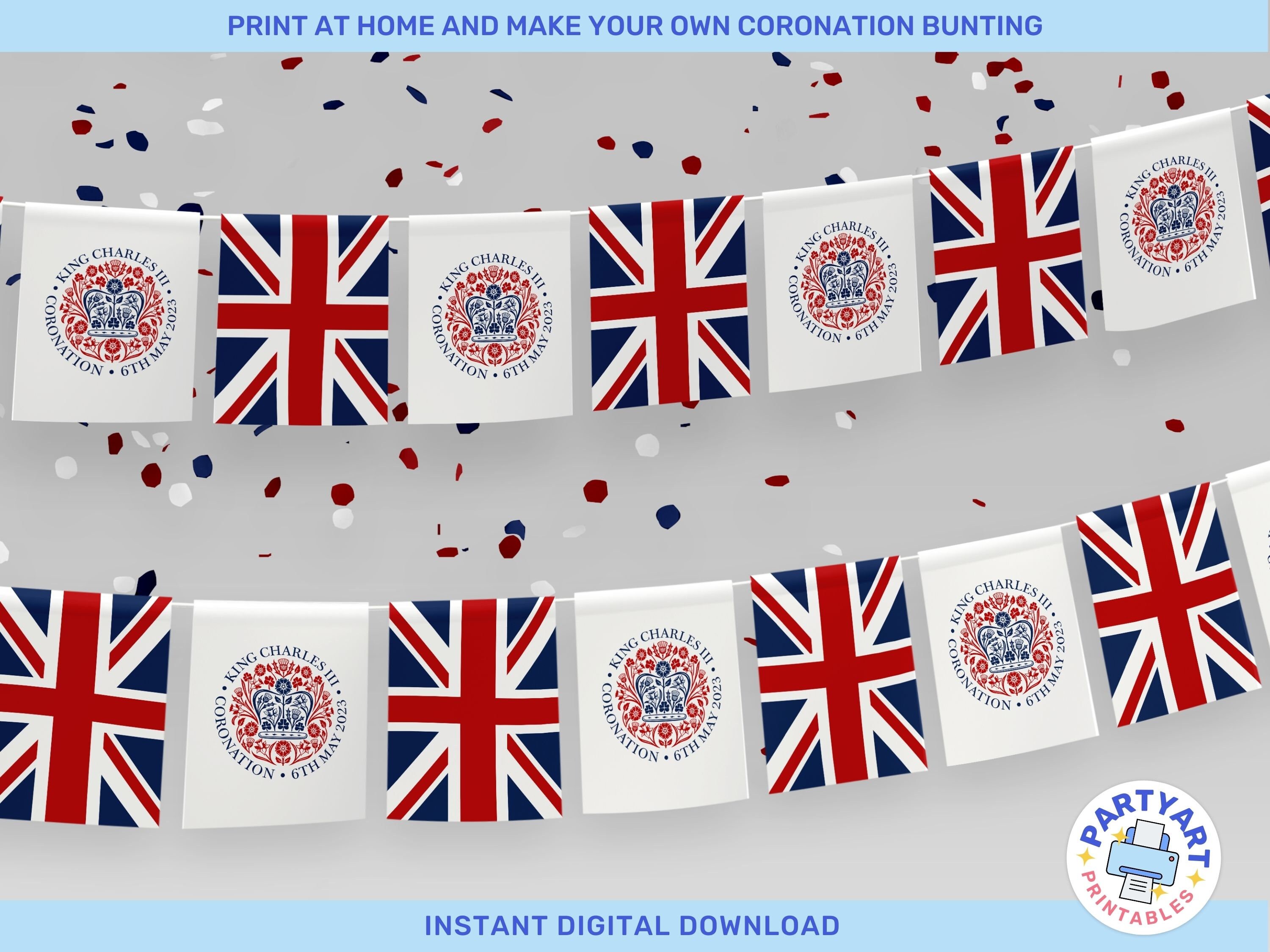 King Charles Coronation Printable Bunting With Union Jack and Official ...