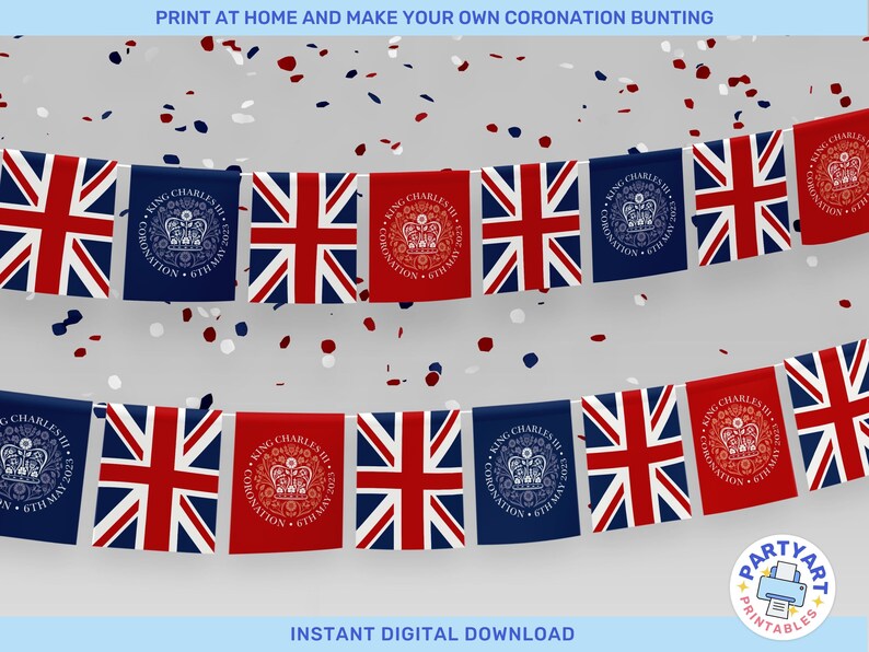 Printable Coronation Bunting Coronation Emblem & Union Jack Bunting ...