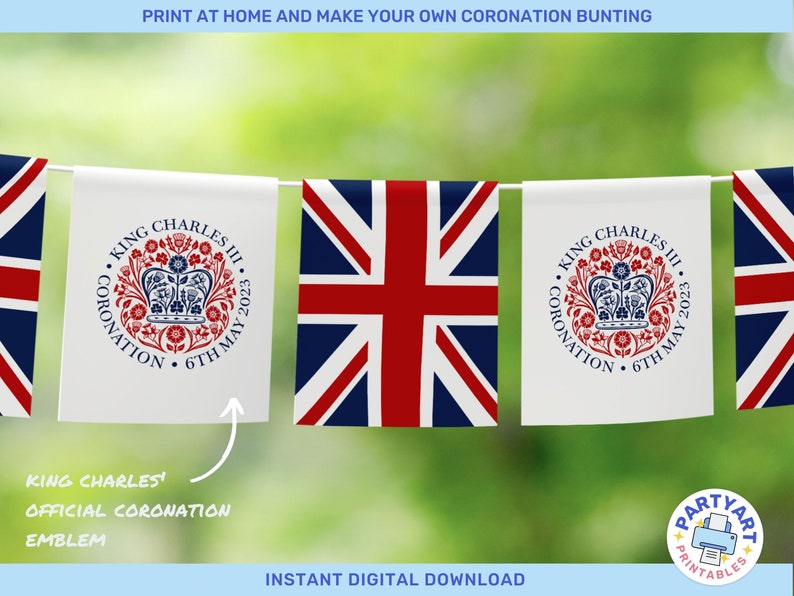 King Charles Coronation Printable Bunting With Union Jack and Official ...