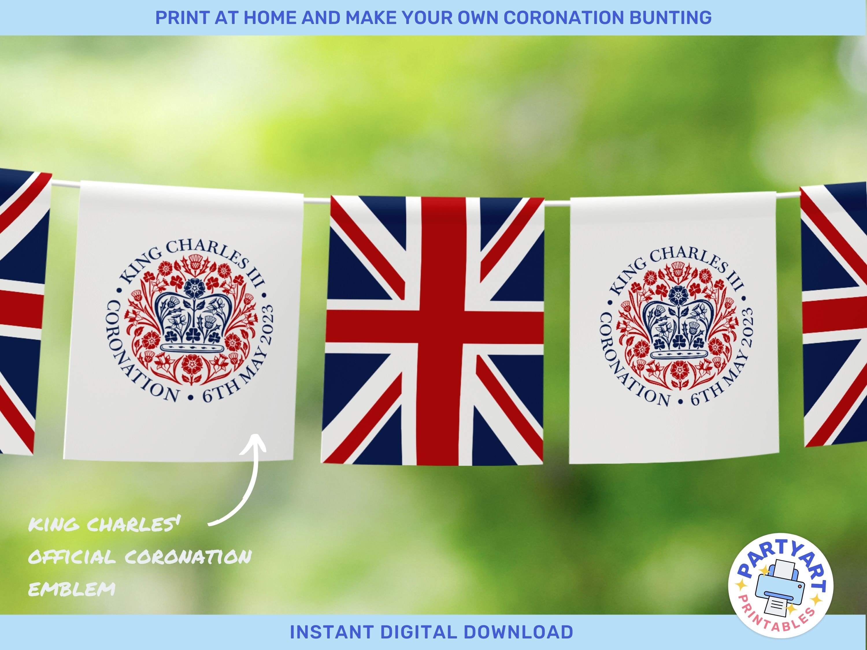 King Charles Coronation Printable Bunting With Union Jack and Official ...