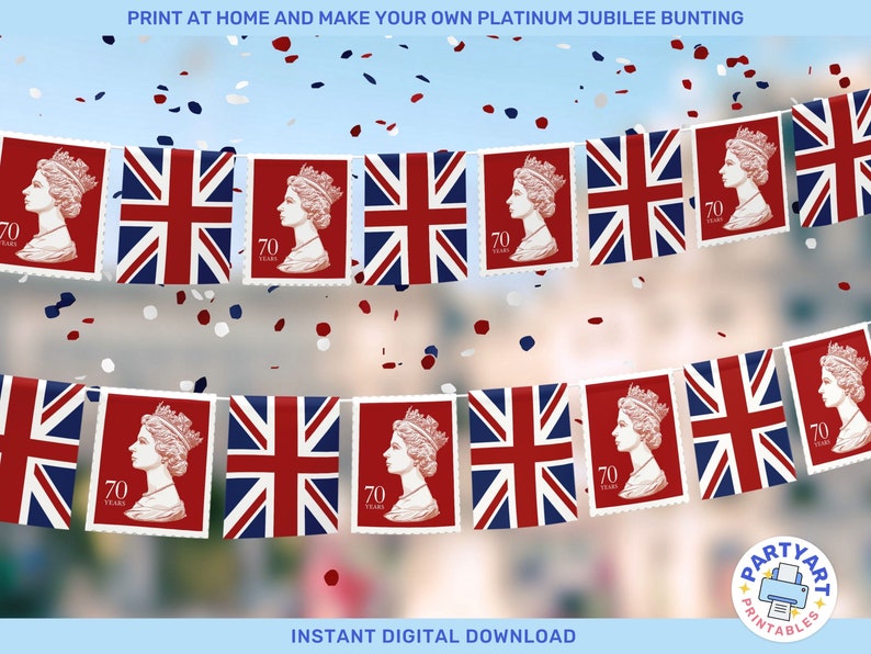 Printable Jubilee Bunting British Stamp and Union Jack | Etsy