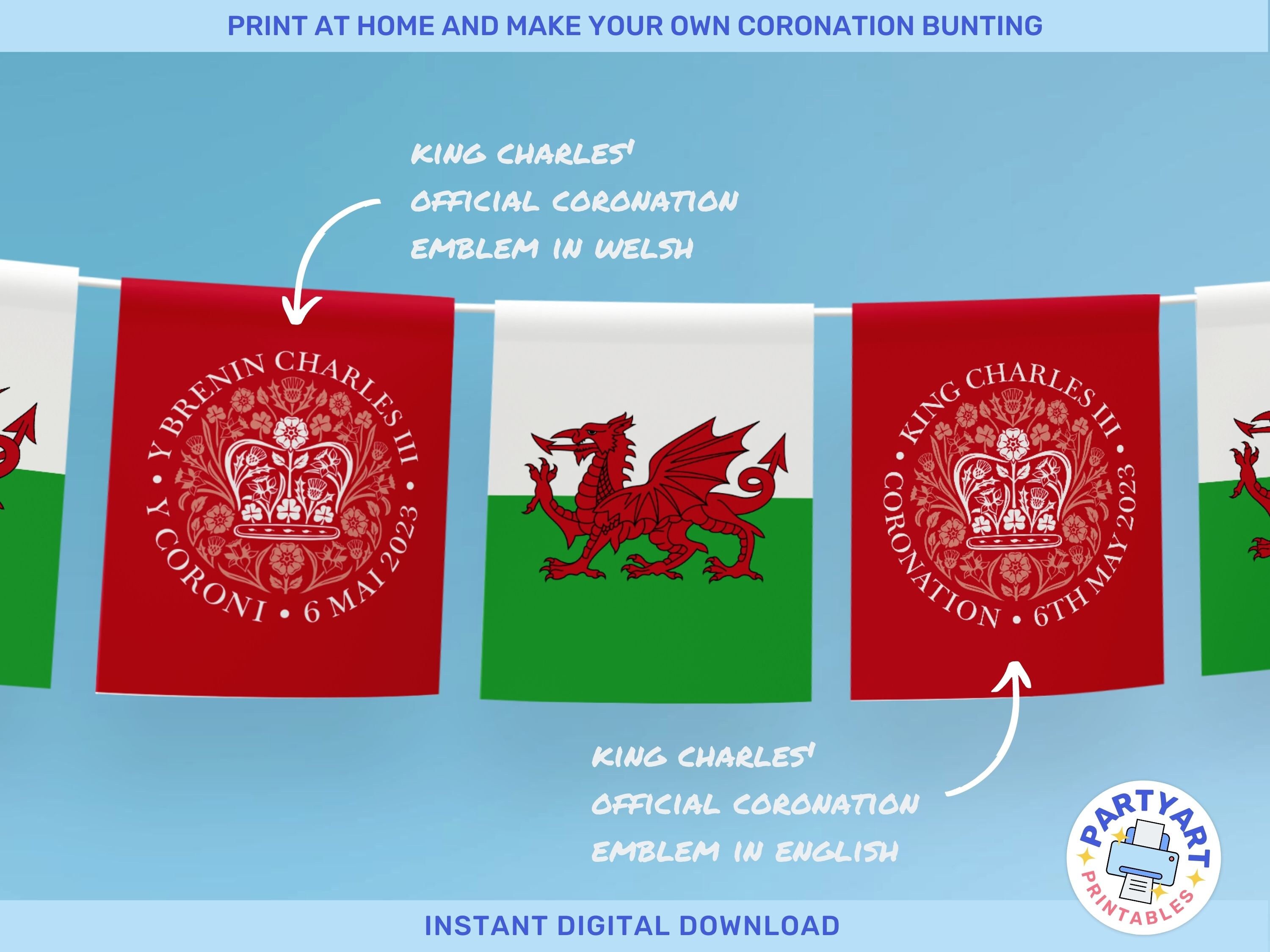 Welsh Coronation Printable Bunting Instant Download Coronation Party ...