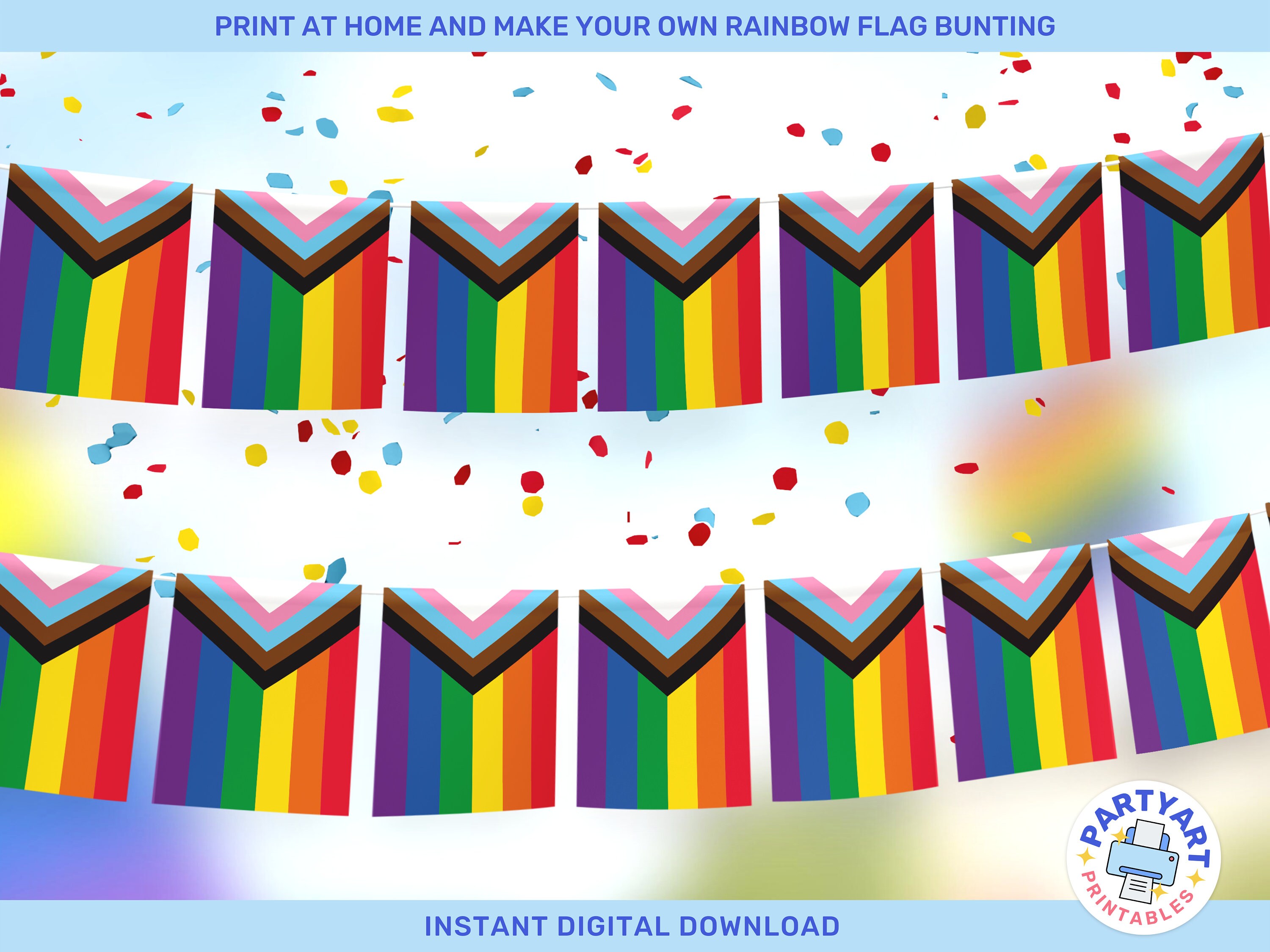 Pride Progress Flag - Printable Bunting - LGBTQ+ Progress Flag Bunting ...