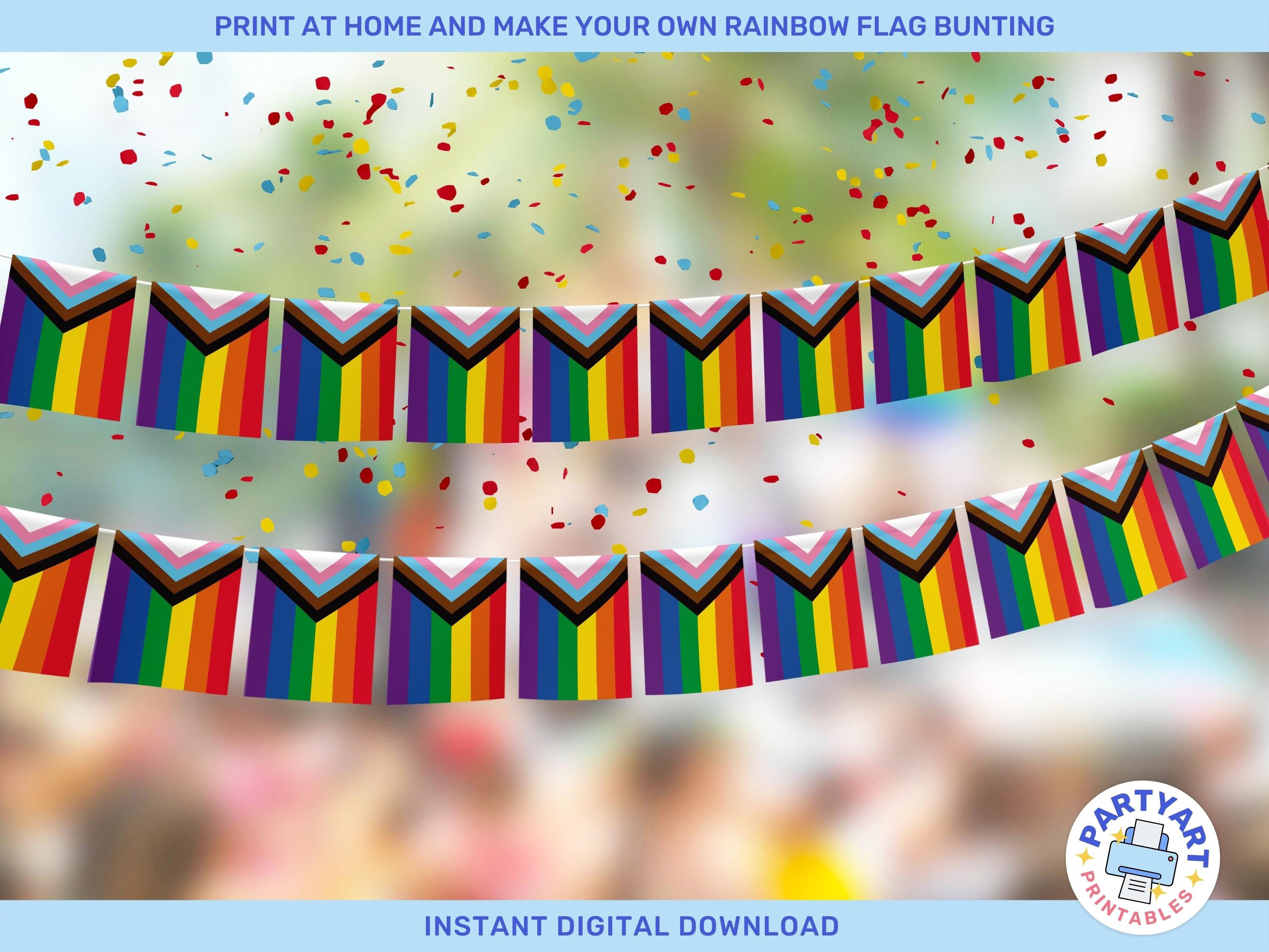 Pride Progress Flag - Printable Bunting - LGBTQ+ Progress Flag Bunting ...