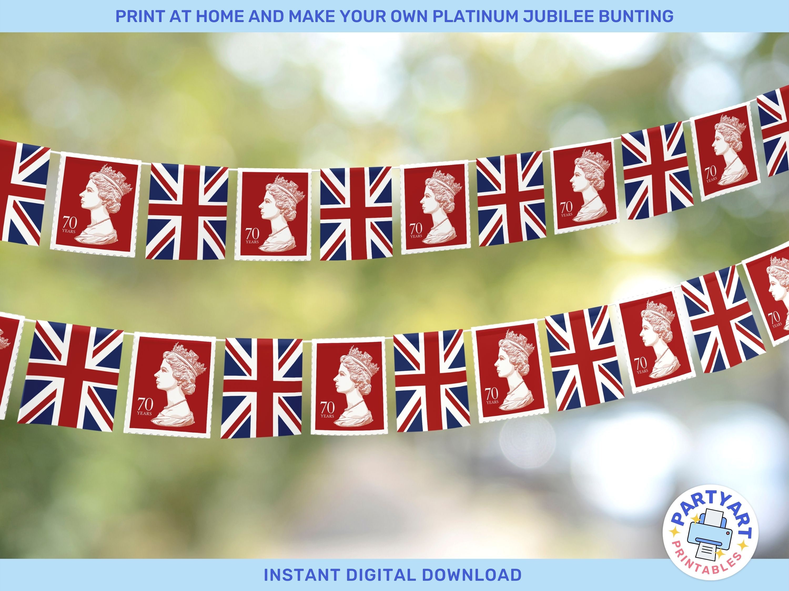 Printable Jubilee Bunting British Stamp and Union Jack Bunting Instant ...