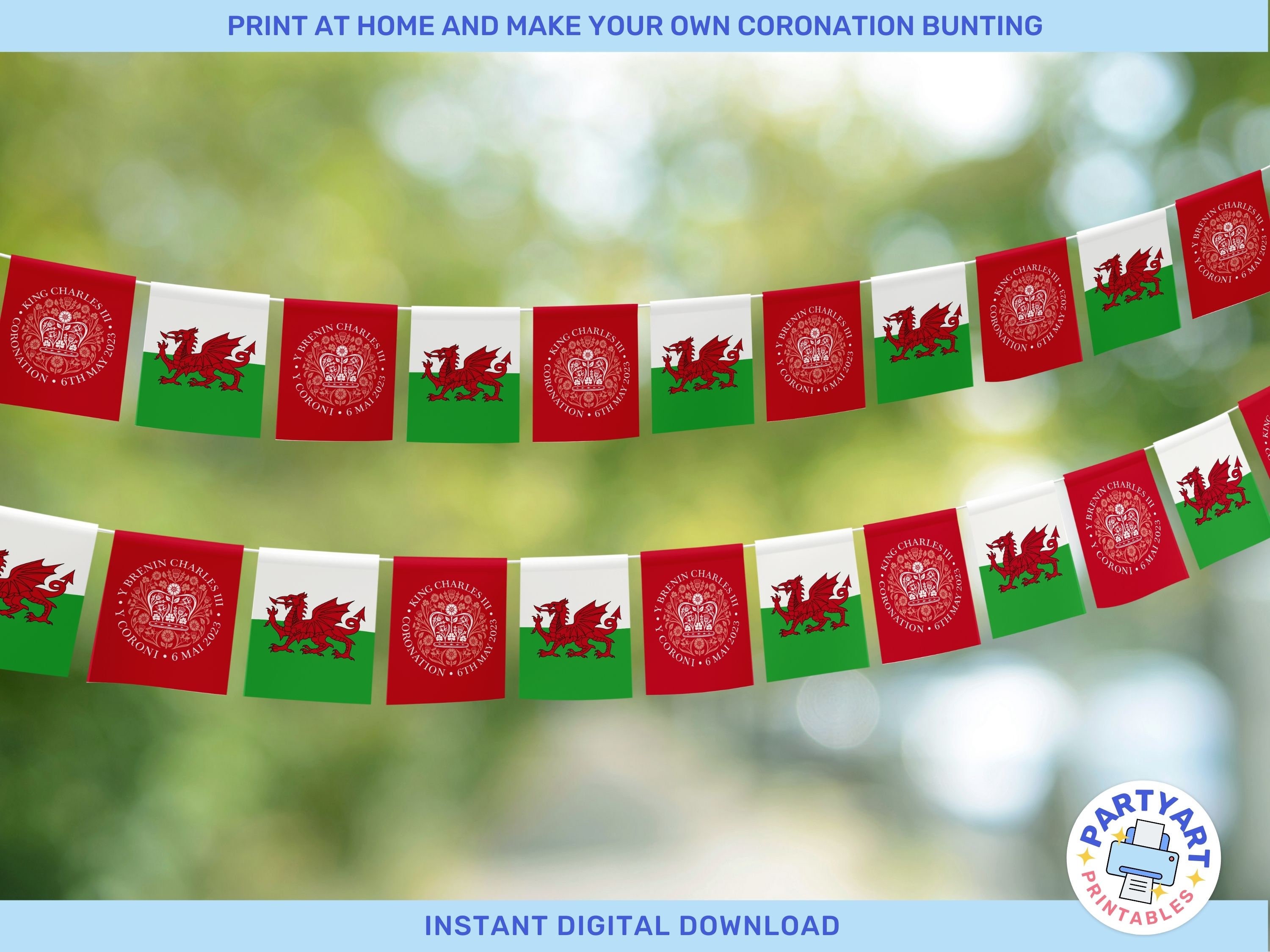 Welsh Coronation Printable Bunting Instant Download Coronation Party ...
