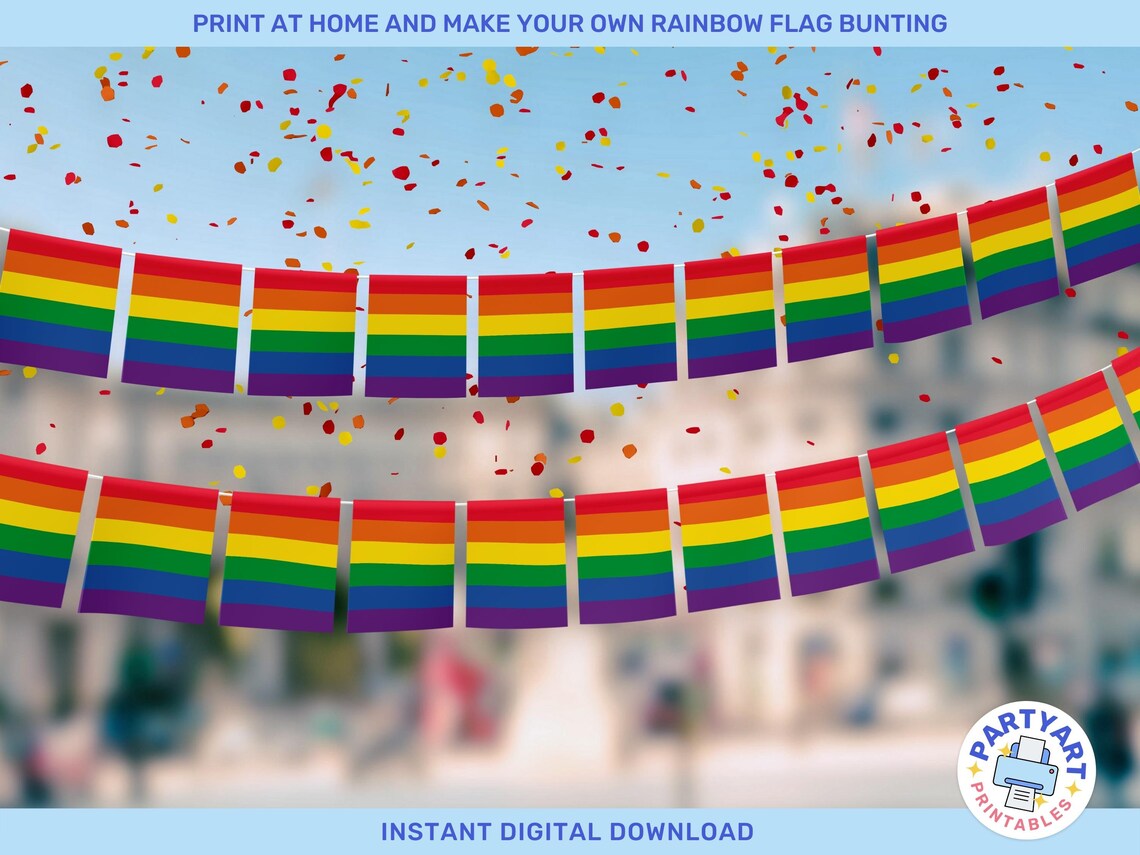 Printable Rainbow Flag Bunting - Pride Rainbow Bunting - Instant ...