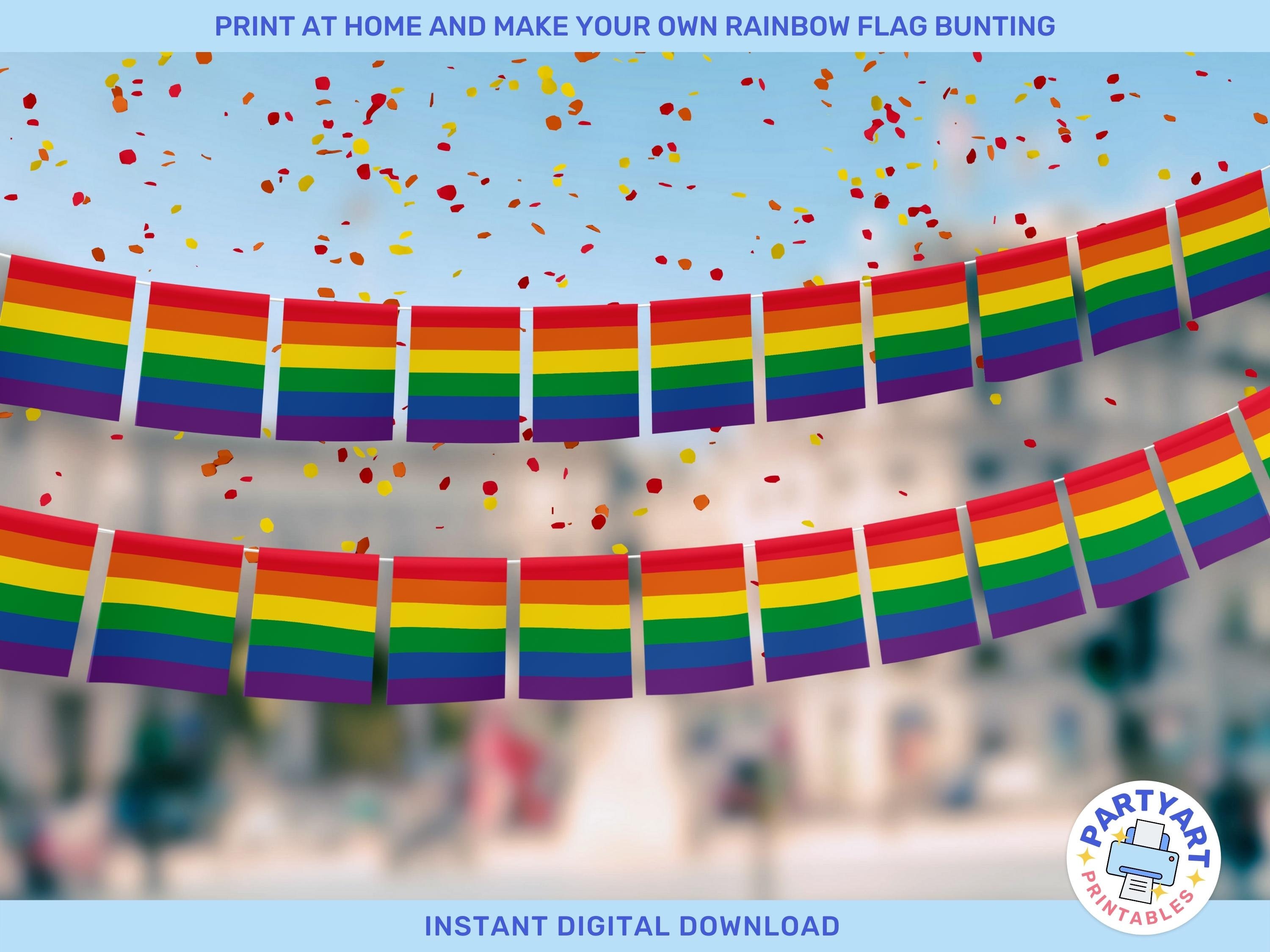 Printable Rainbow Flag Bunting - Pride Rainbow Bunting - Instant ...