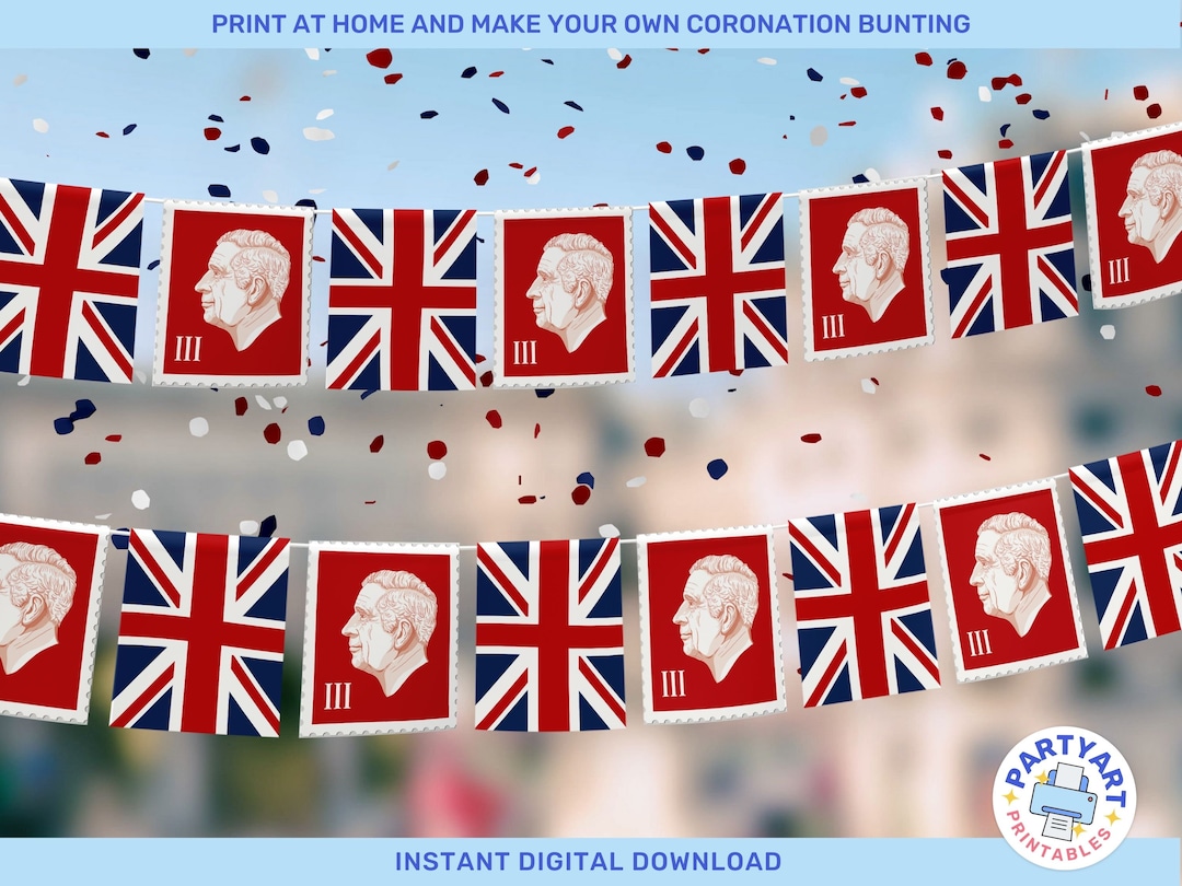 Printable Coronation Bunting King Charles Stamp and Union Jack Instant ...