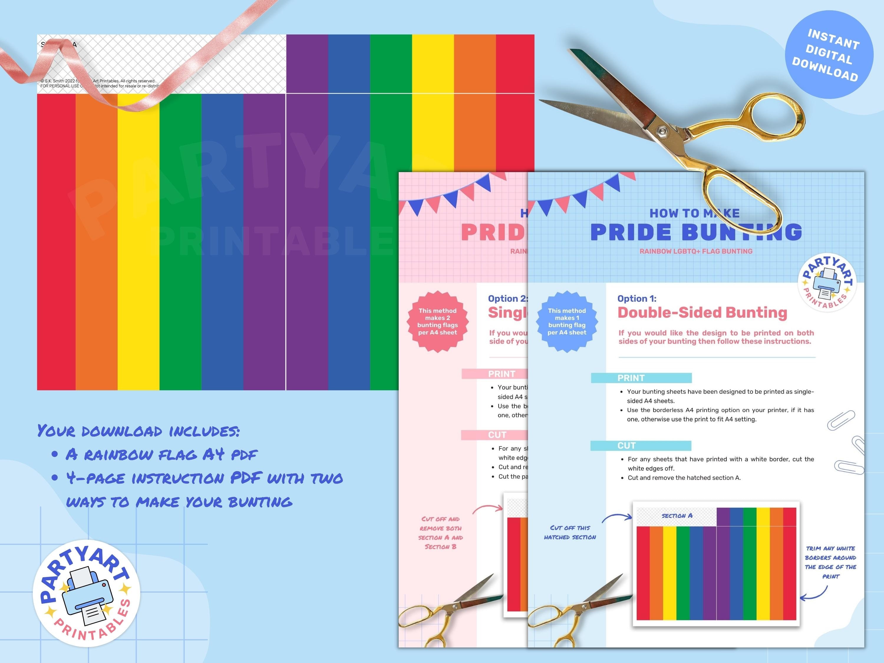 Printable Pride Bunting - Rainbow Flag Bunting - Instant Download ...