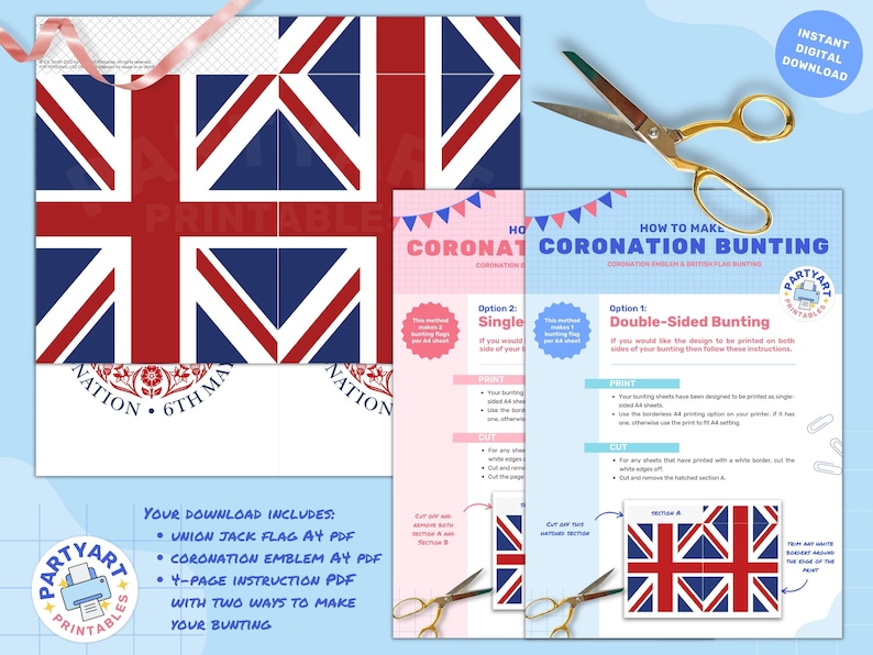 King Charles Coronation Printable Bunting With Union Jack and Official ...