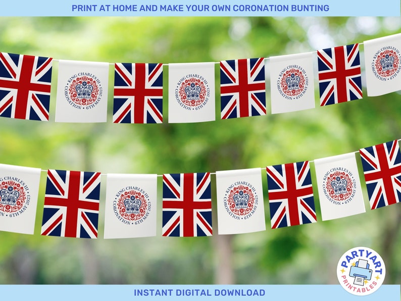 King Charles Coronation Printable Bunting With Union Jack and - Etsy