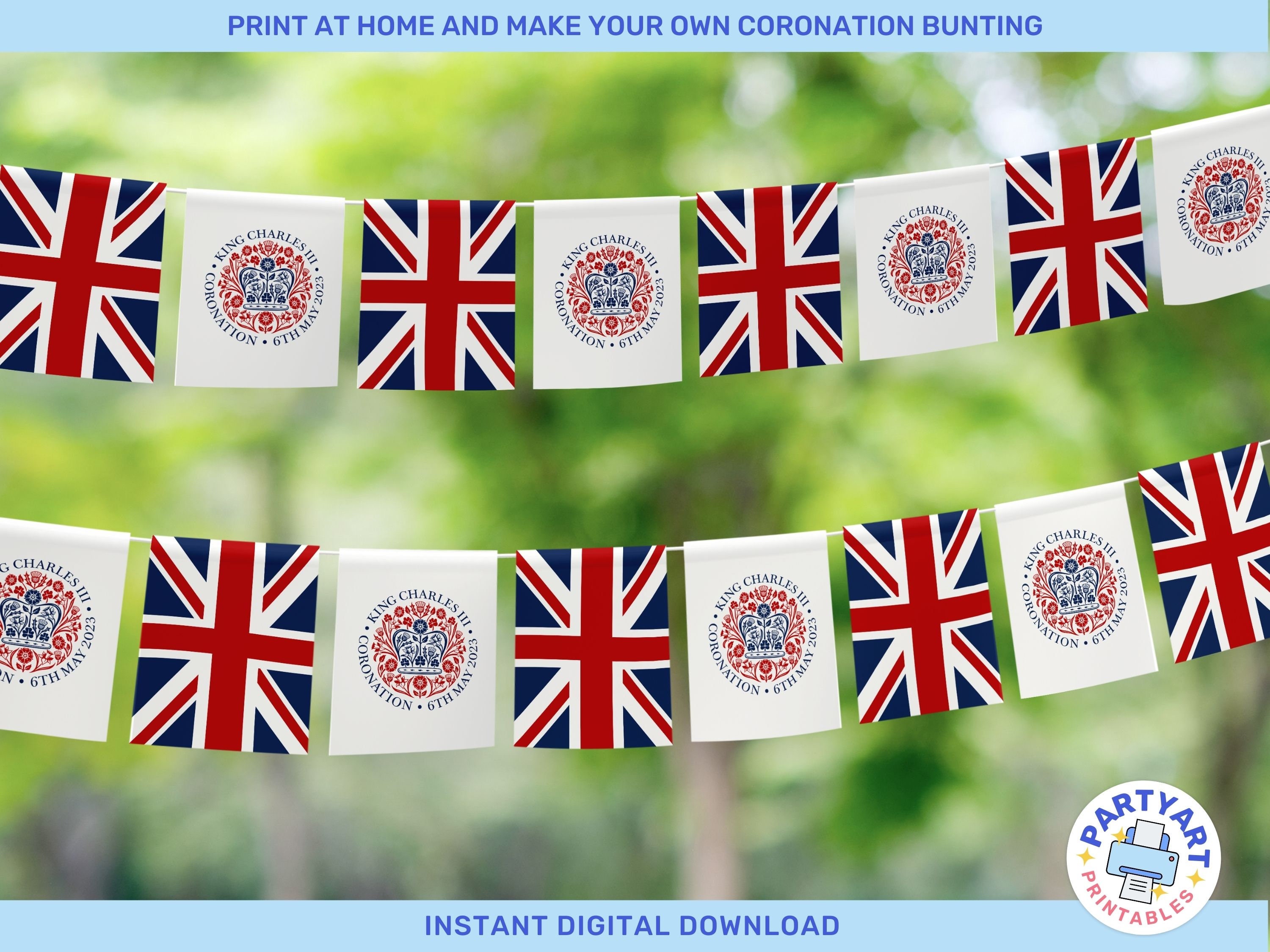 King Charles Coronation Printable Bunting With Union Jack and Official ...