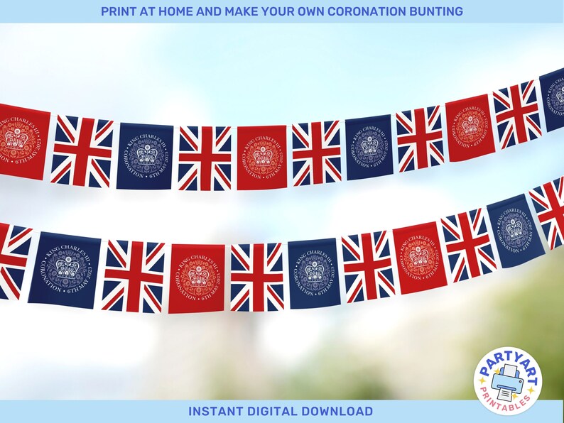King Charles Coronation Printable Bunting With Union Jack and Official ...