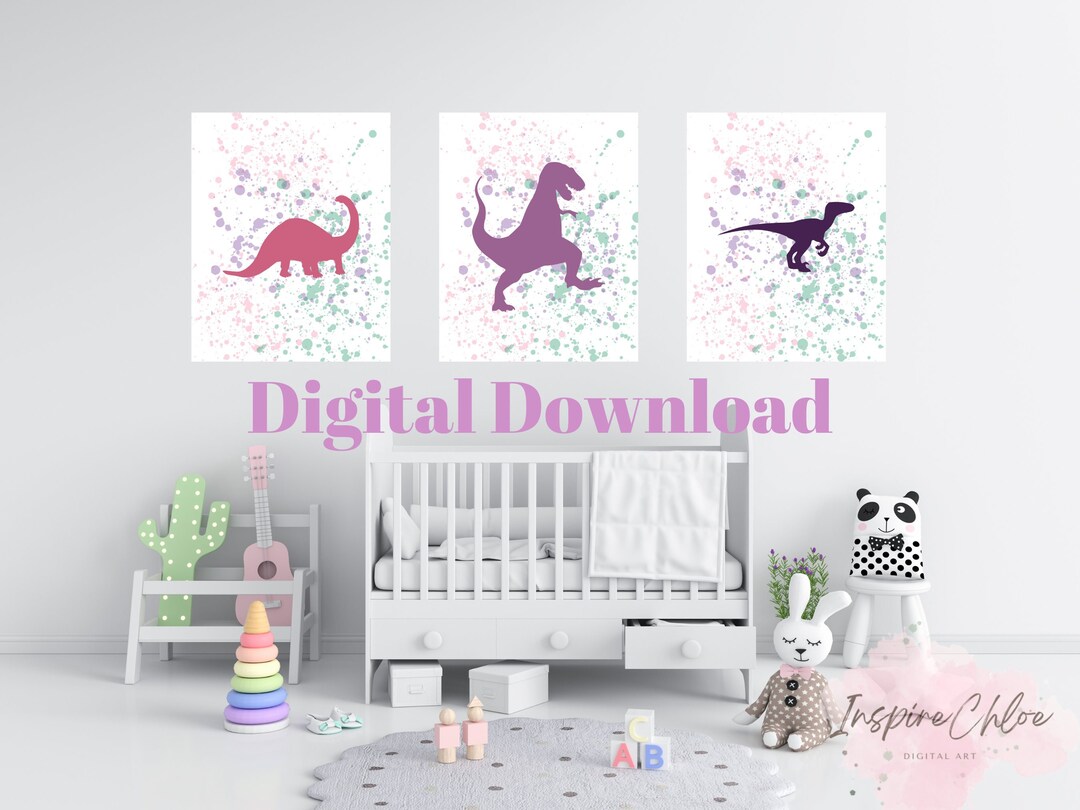 Dinosaur Paint Splatter Print, Dinosaur Nursery Art, Nursery Printable ...