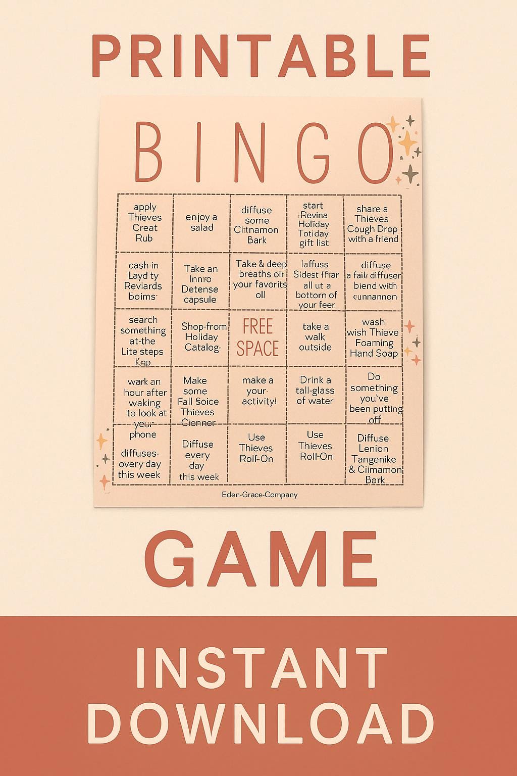 Faith & Oils BINGO Printable | Essential Oil Wellness Bingo Game | Fall ...