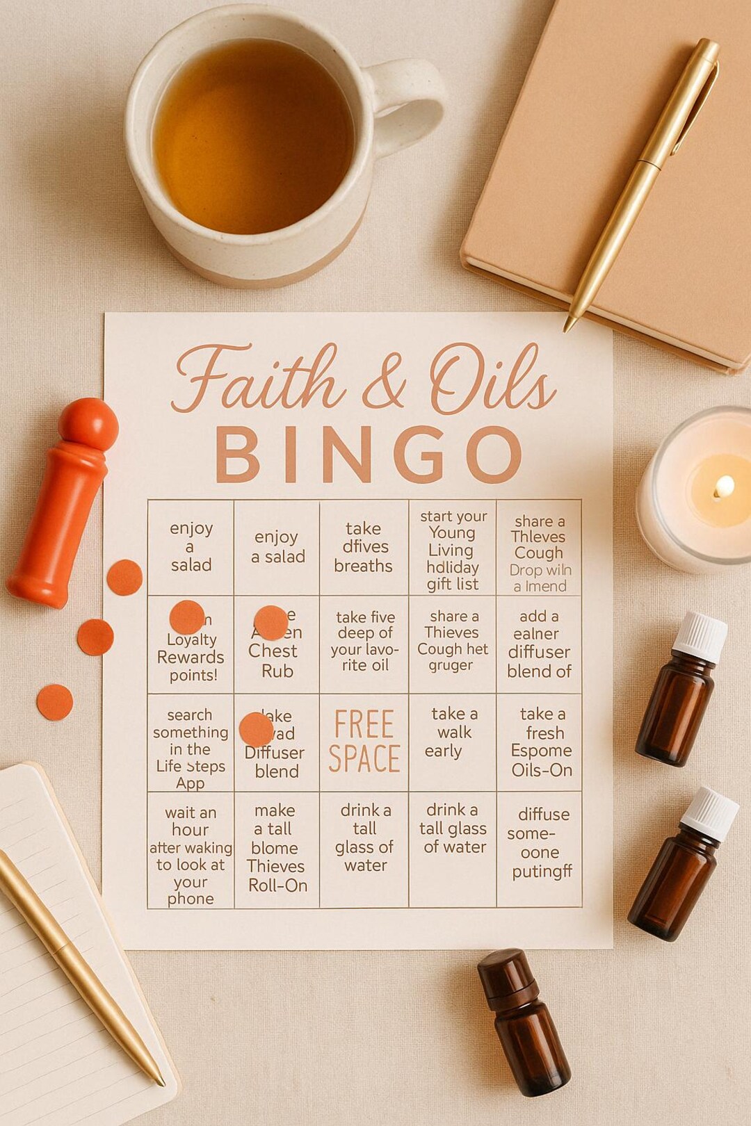 Faith & Oils BINGO Printable | Essential Oil Wellness Bingo Game | Fall ...